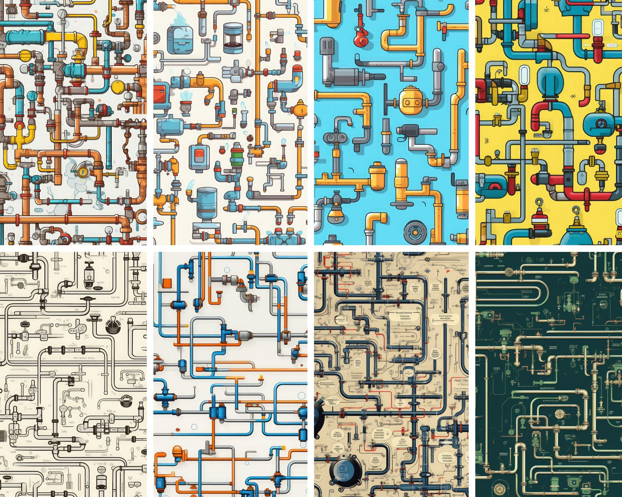 Plumbing Pipes and Valves Patterns Pipe Maze Steampunk - Etsy