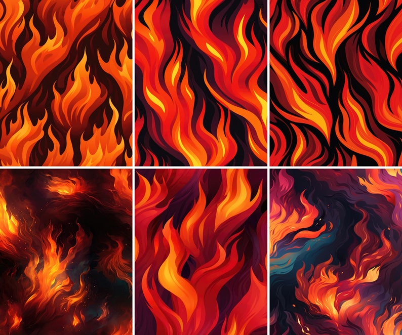 Abstract Fire Flames Patterns Seamless - Etsy