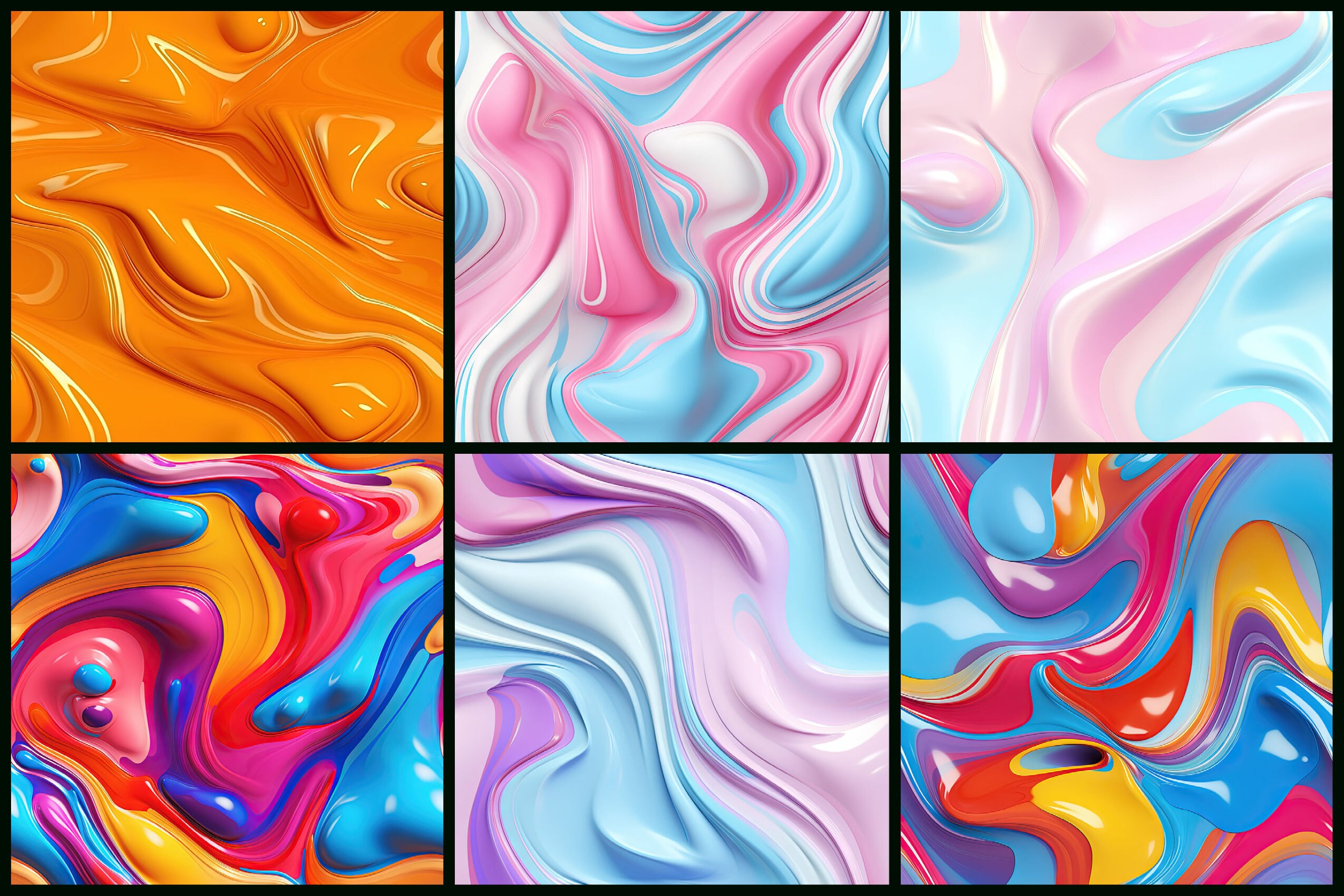 Abstract Liquid Melted Plastic, Futuristic Vibrant Colorful Digital ...