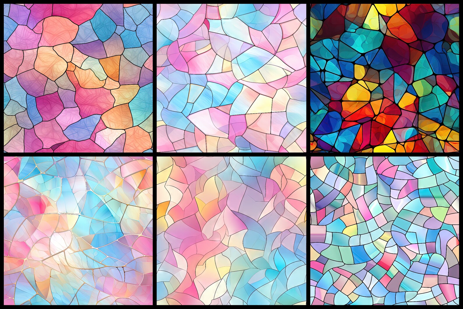 Abstract Stained Glass Pattern, Vibrant Colorful Digital Paper - Etsy