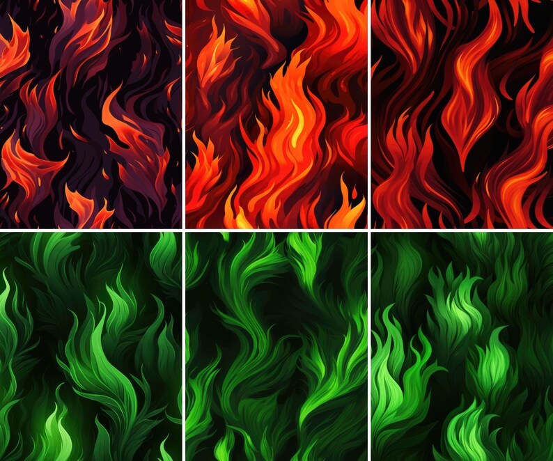 Abstract Fire Flames Patterns Seamless - Etsy