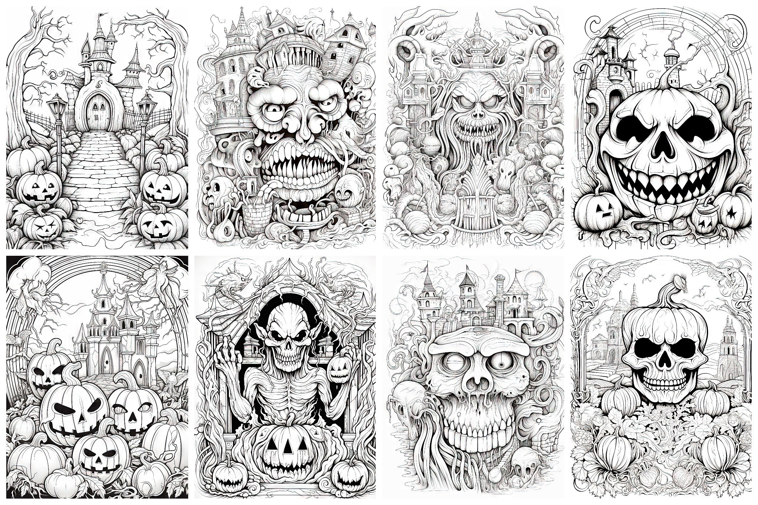 Adult and Teen Halloween Coloring Pages - 40 Designs - Etsy