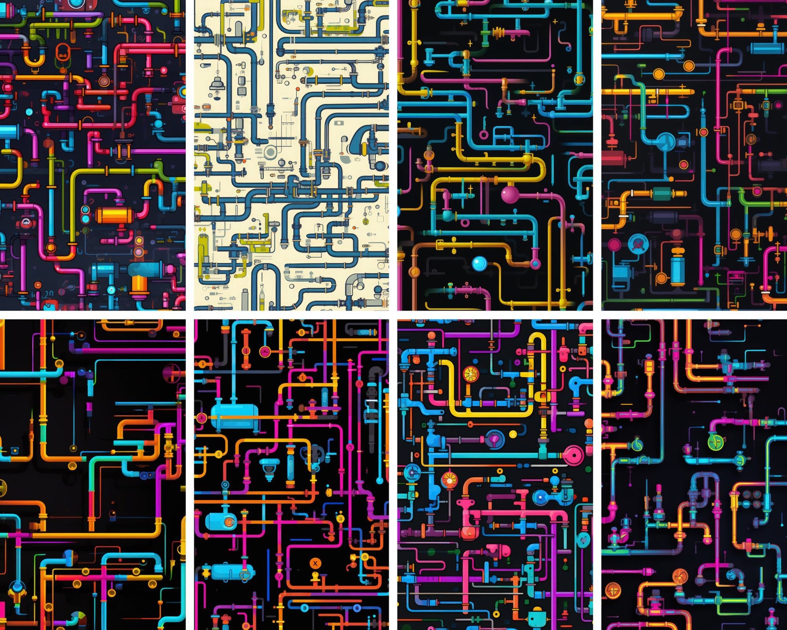 Plumbing Pipes and Valves Patterns Pipe Maze Steampunk - Etsy