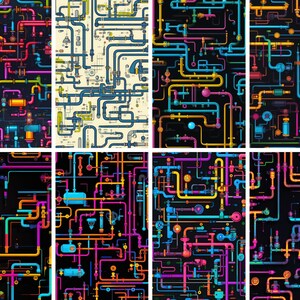 Plumbing Pipes and Valves Patterns Pipe Maze Steampunk Seamless ...