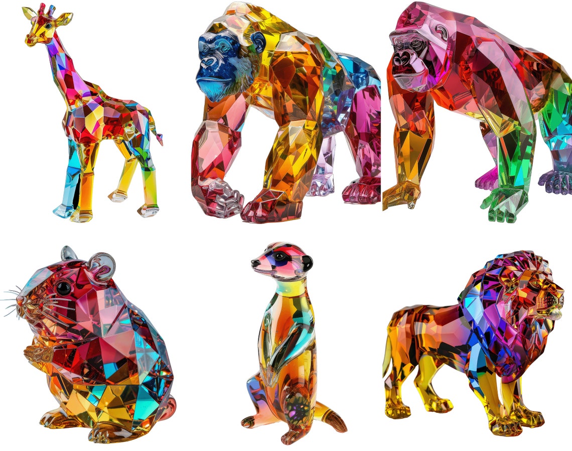 Crystal Glass Animals, Digital Download, PNG Files, Transparent ...