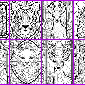 Stained Glass Coloring Pages Animal Theme - 30 Designs Pack1 - Etsy