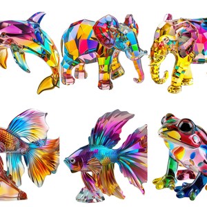 Crystal Glass Animals, Digital Download, PNG Files, Transparent ...