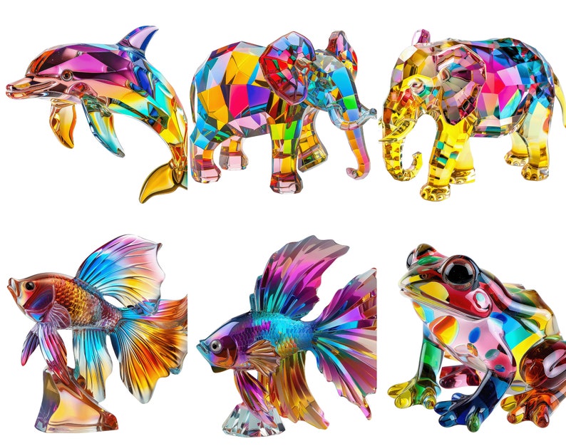 Crystal Glass Animals, Digital Download, PNG Files, Transparent ...