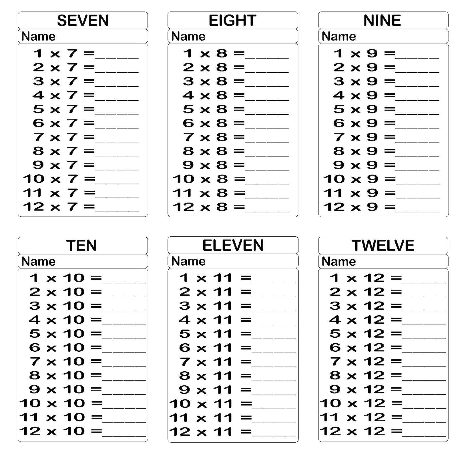 Times Table Printable Sheets With BONUS Exercise Pages - Etsy
