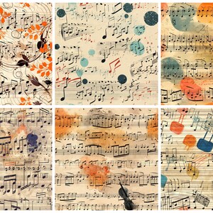 Musical Sheet Music Theme Digital Art Design Background Paper Pack - 26 ...
