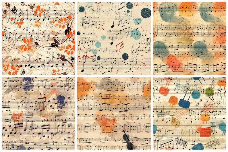 Musical Sheet Music Theme Digital Art Design Background Paper Pack - 26 ...