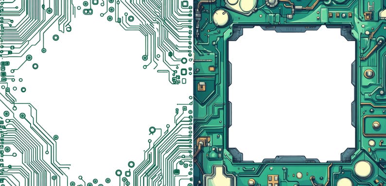 Circuit Board Inspired Theme Border Frames, 15 Designs, Transparent - Etsy