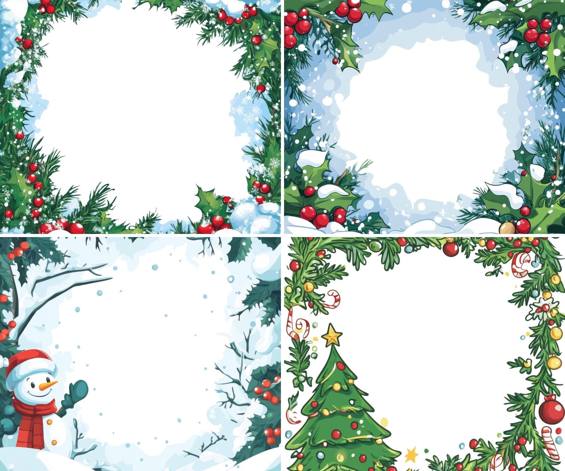 Festive Christmas Border Bundle - 29 Transparent PNG Files - Instant ...