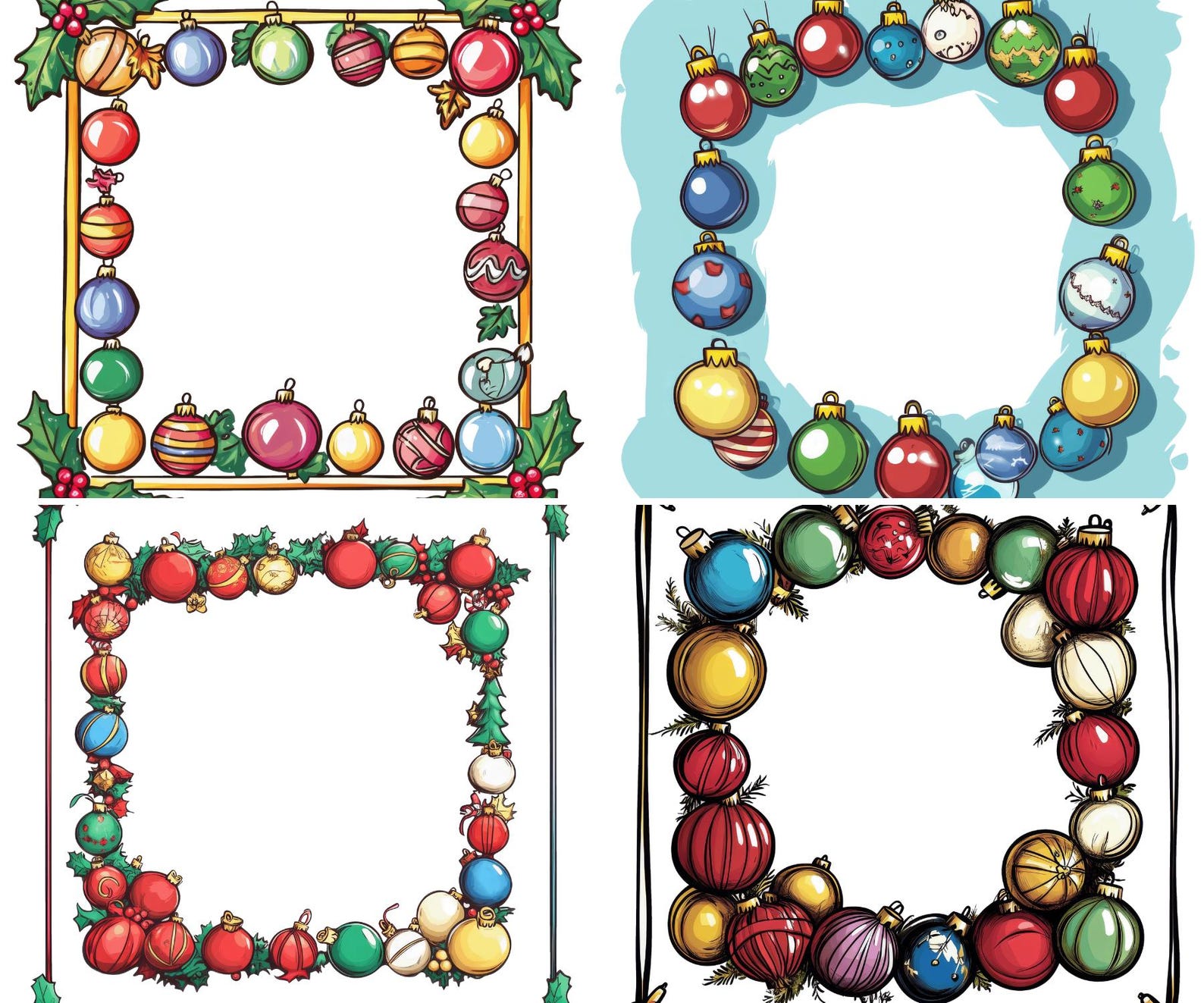 Festive Christmas Border Bundle - 28 Transparent PNG Files - Instant ...