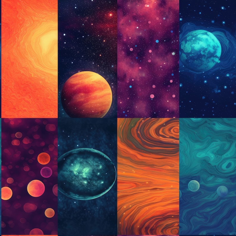 Space Theme Backgrounds, Illustration - 20 Patterns, Seamless - Etsy