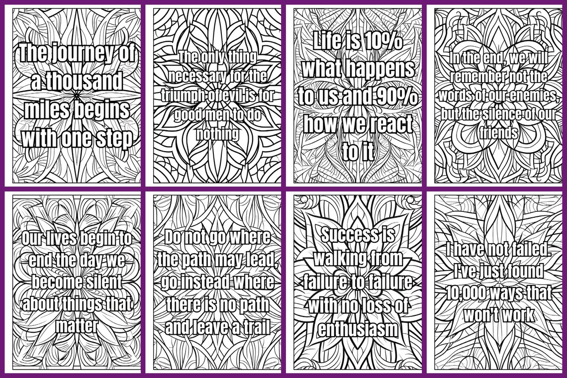 Famous Inspirational Quotes Coloring Pages - Etsy