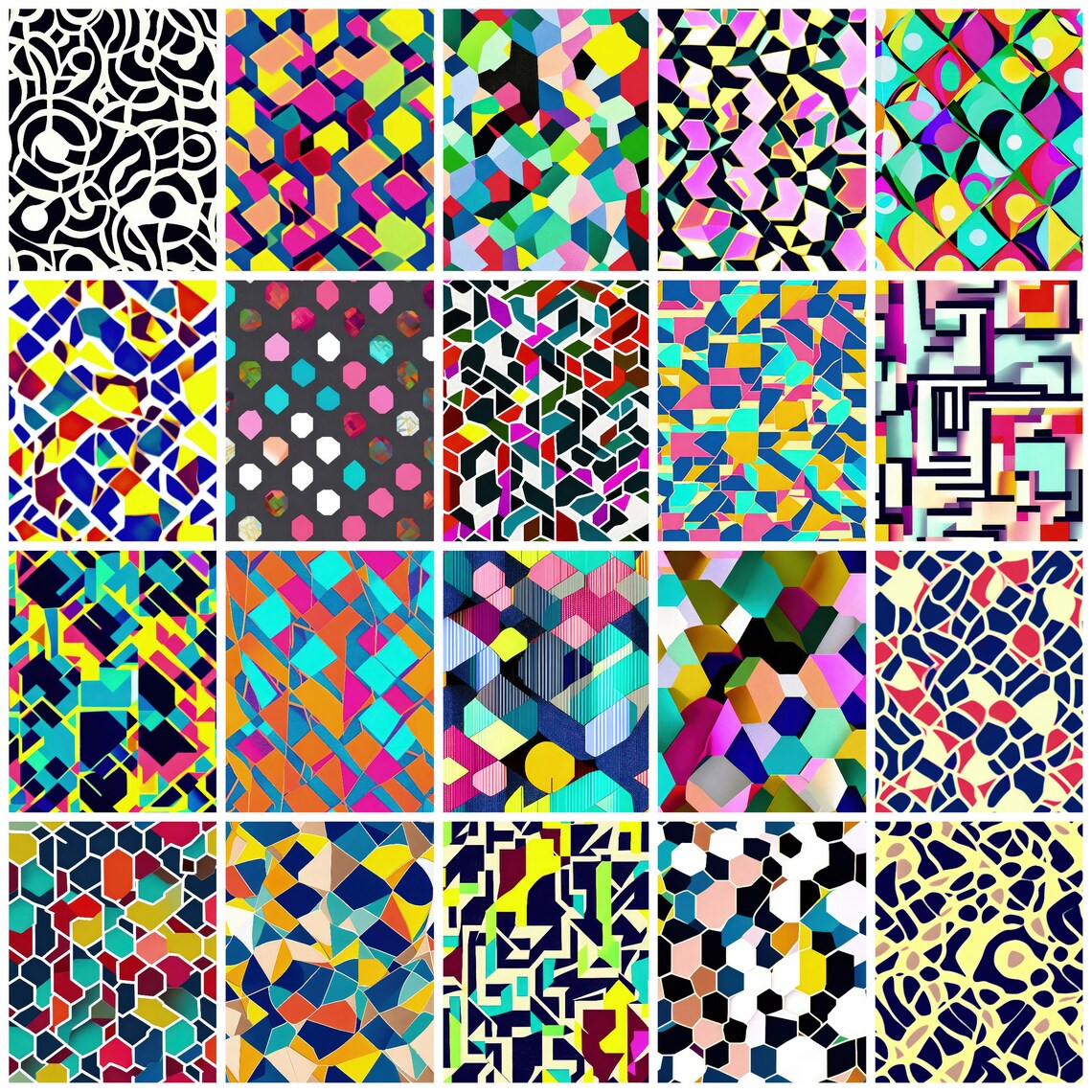 Abstract Shape Mashup - Digital Paper 20 Designs (seamless) Pack 1 - Etsy
