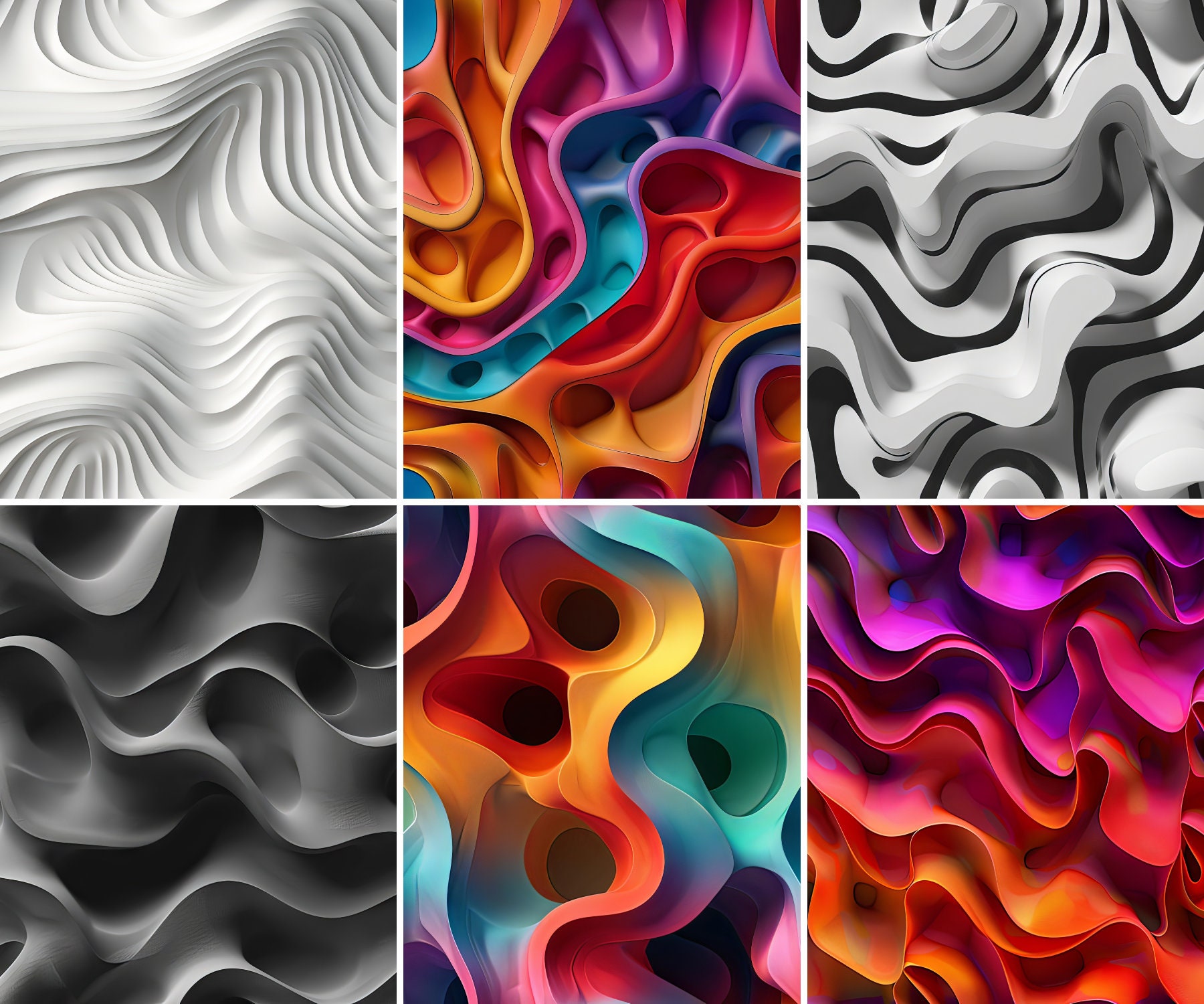 3D Contour Seamless Patterns – Digital Paper Backgrounds (12x12in ...