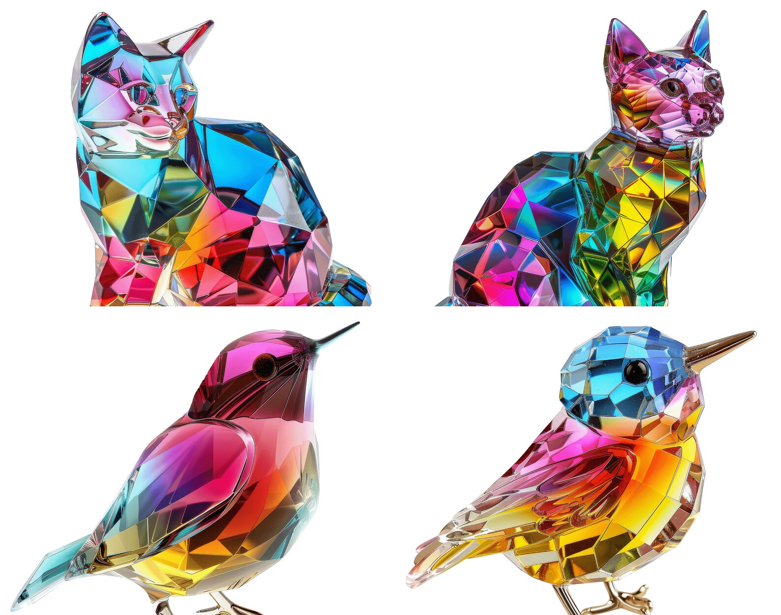 Crystal Glass Animals, Digital Download, PNG Files, Transparent ...
