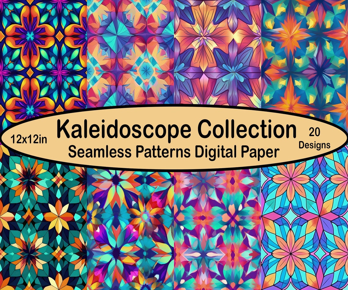 Kaleidoscope Pattern Designs, 20 Images, Seamless - Etsy