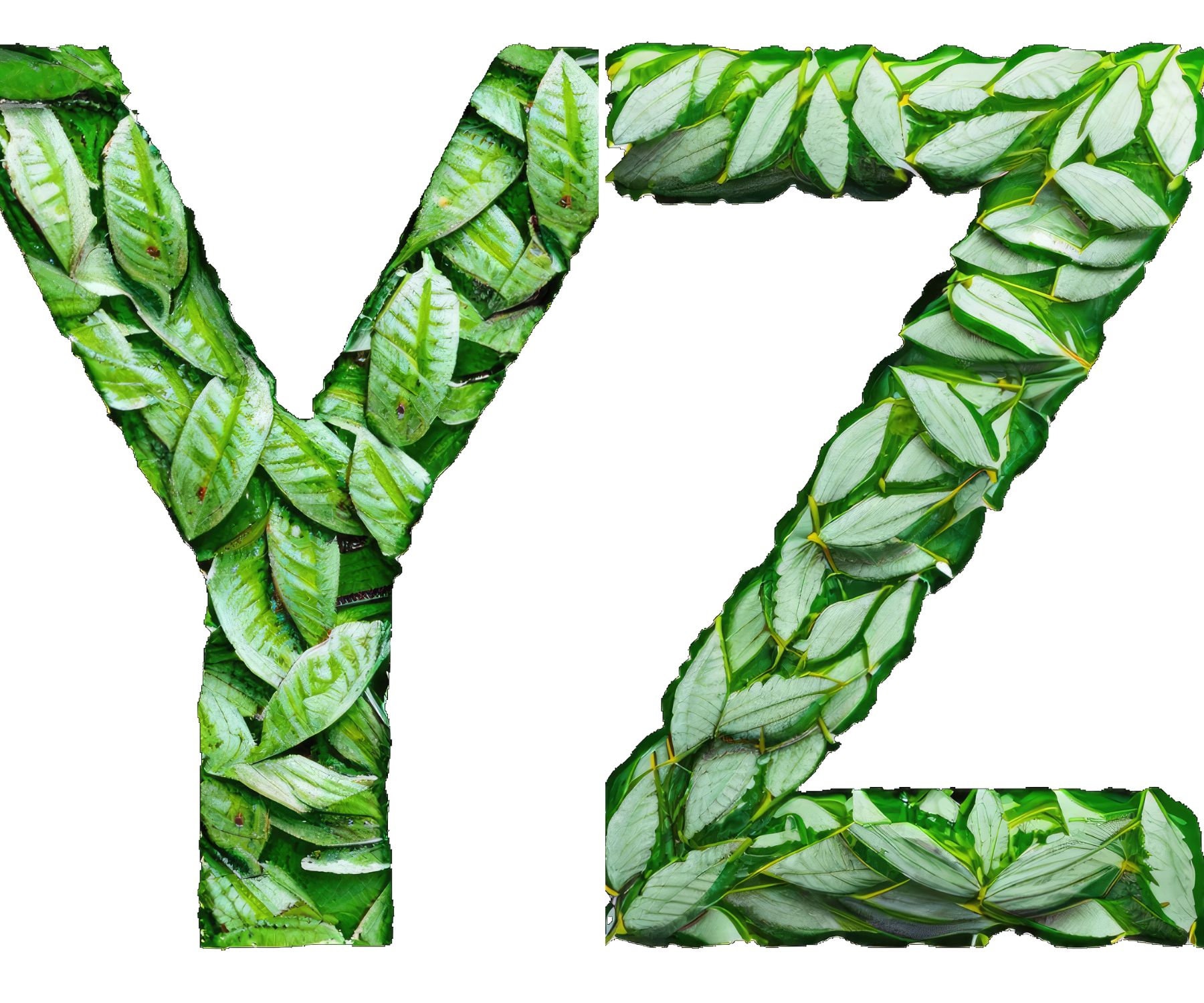 Leaf Pattern Alphabet Letters and Numbers - Etsy