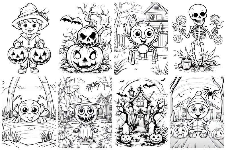 Halloween Kids Coloring Pages - 40 Designs - Etsy