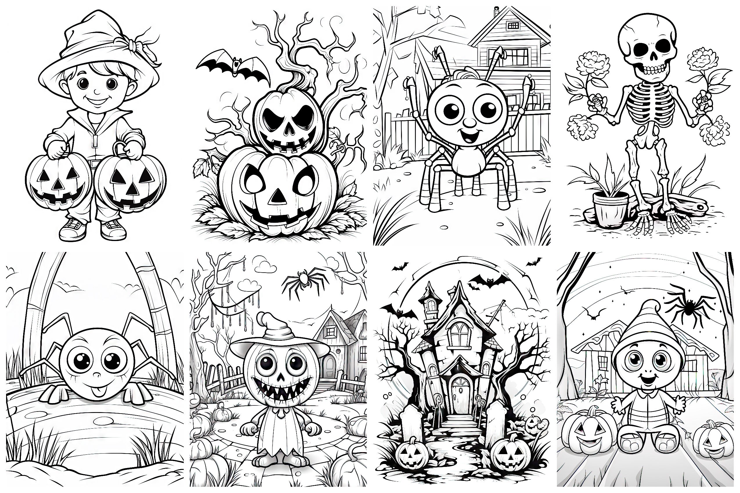 Halloween Kids Coloring Pages - 40 Designs - Etsy