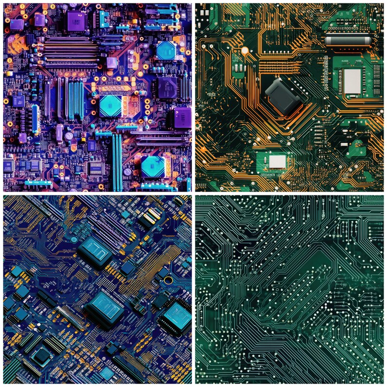 Circuit Board Inspired Theme Illustrations Pack 2, 22 Patterns ...
