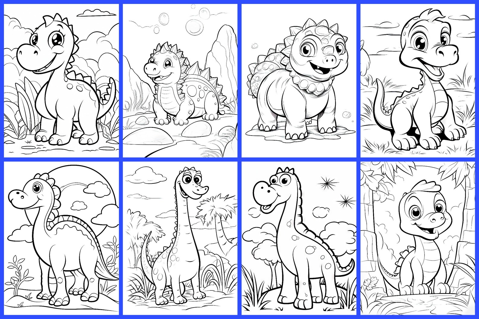 Cute Dinosaur Coloring Pages - 50 Designs - Etsy