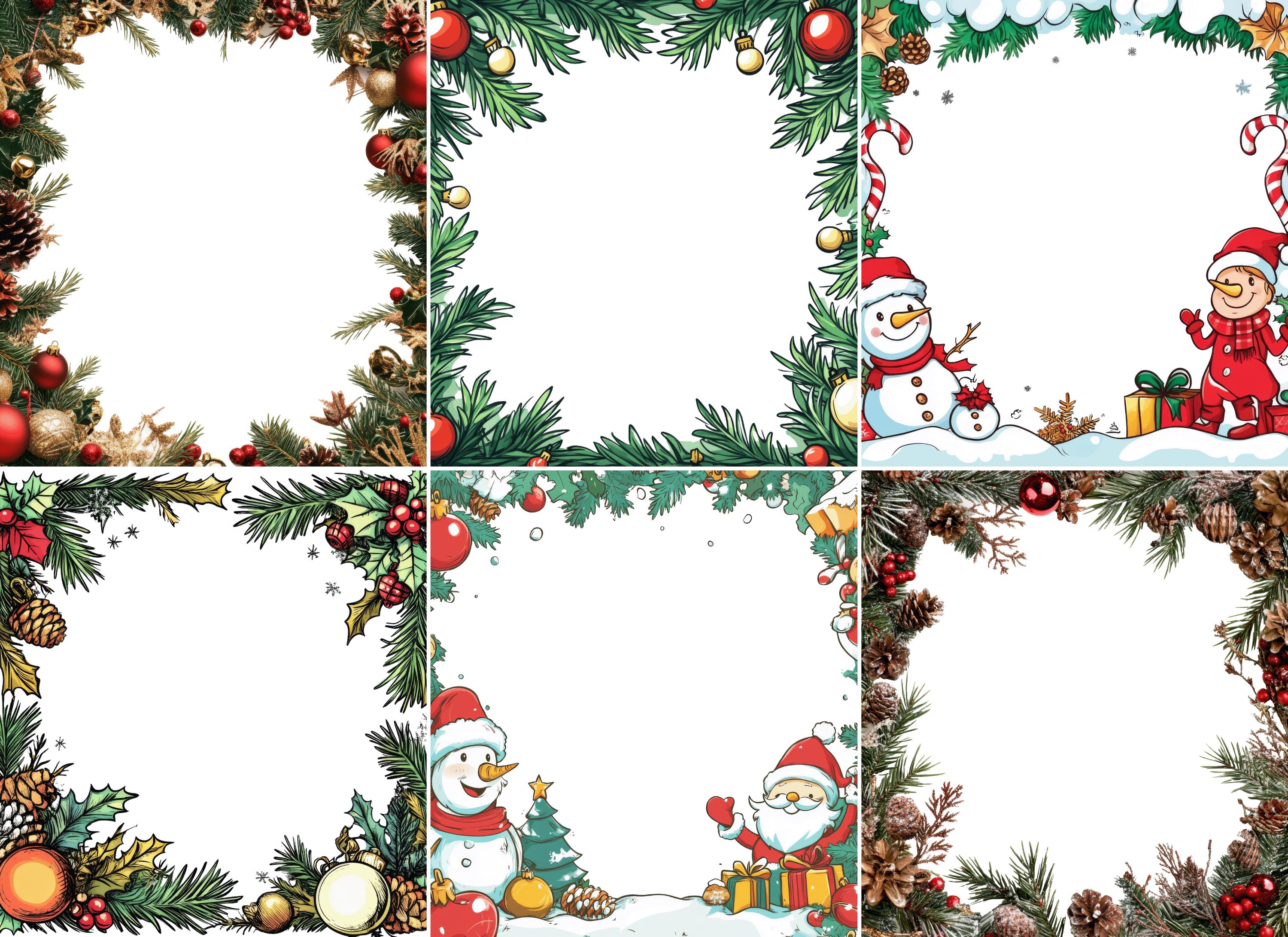 Festive Christmas Border Bundle - 28 Transparent PNG Files - Instant ...