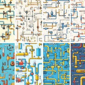Plumbing Pipes and Valves Patterns Pipe Maze Steampunk Seamless ...