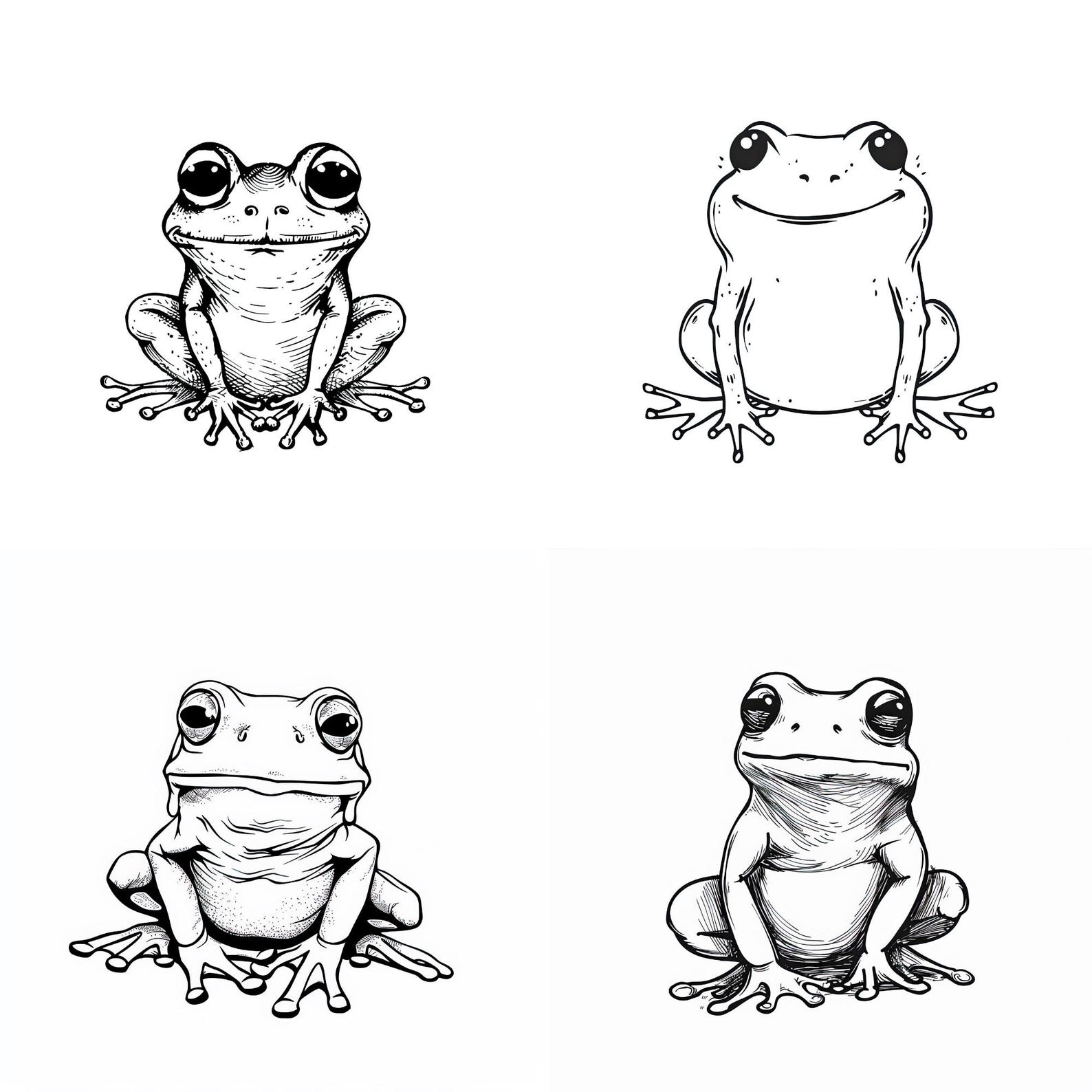 38 Frog Clipart PNG Bundle | Black & White Doodle Frogs | Hand-drawn ...