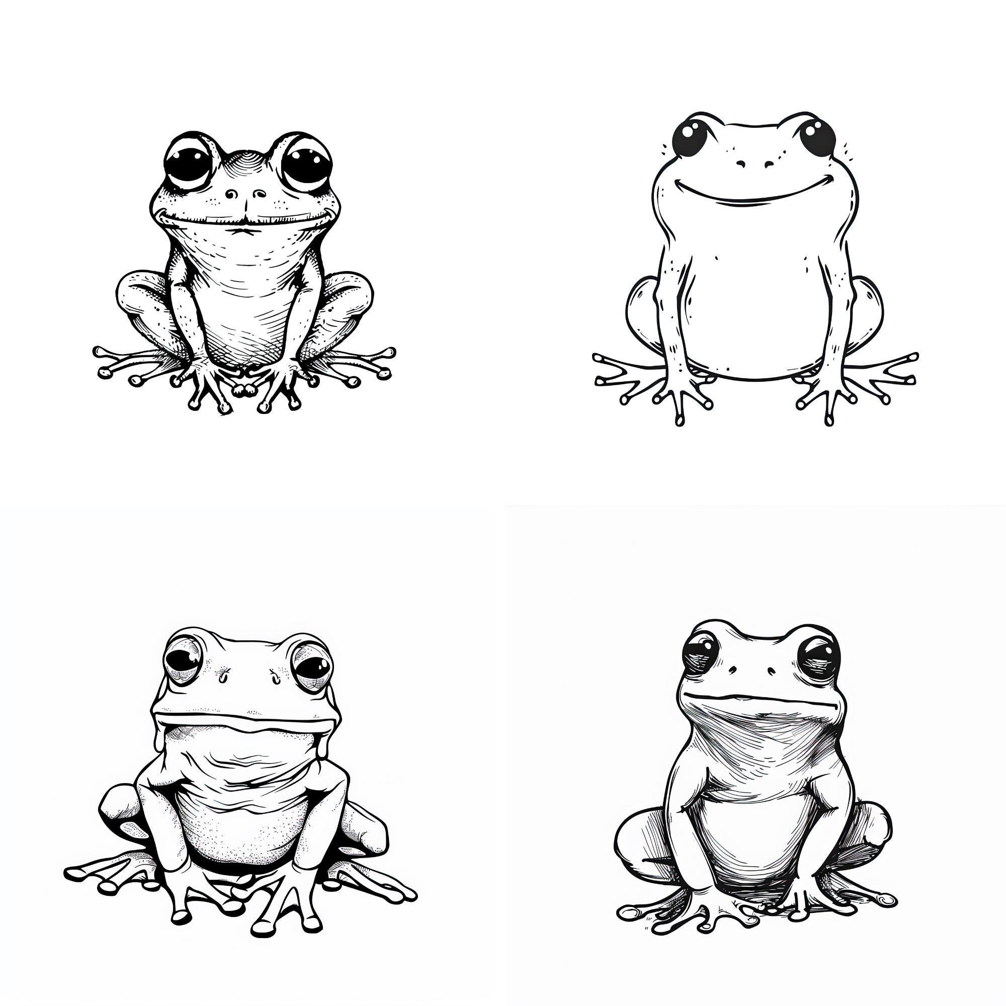 38 Frog Clipart PNG Bundle | Black & White Doodle Frogs | Hand-drawn ...
