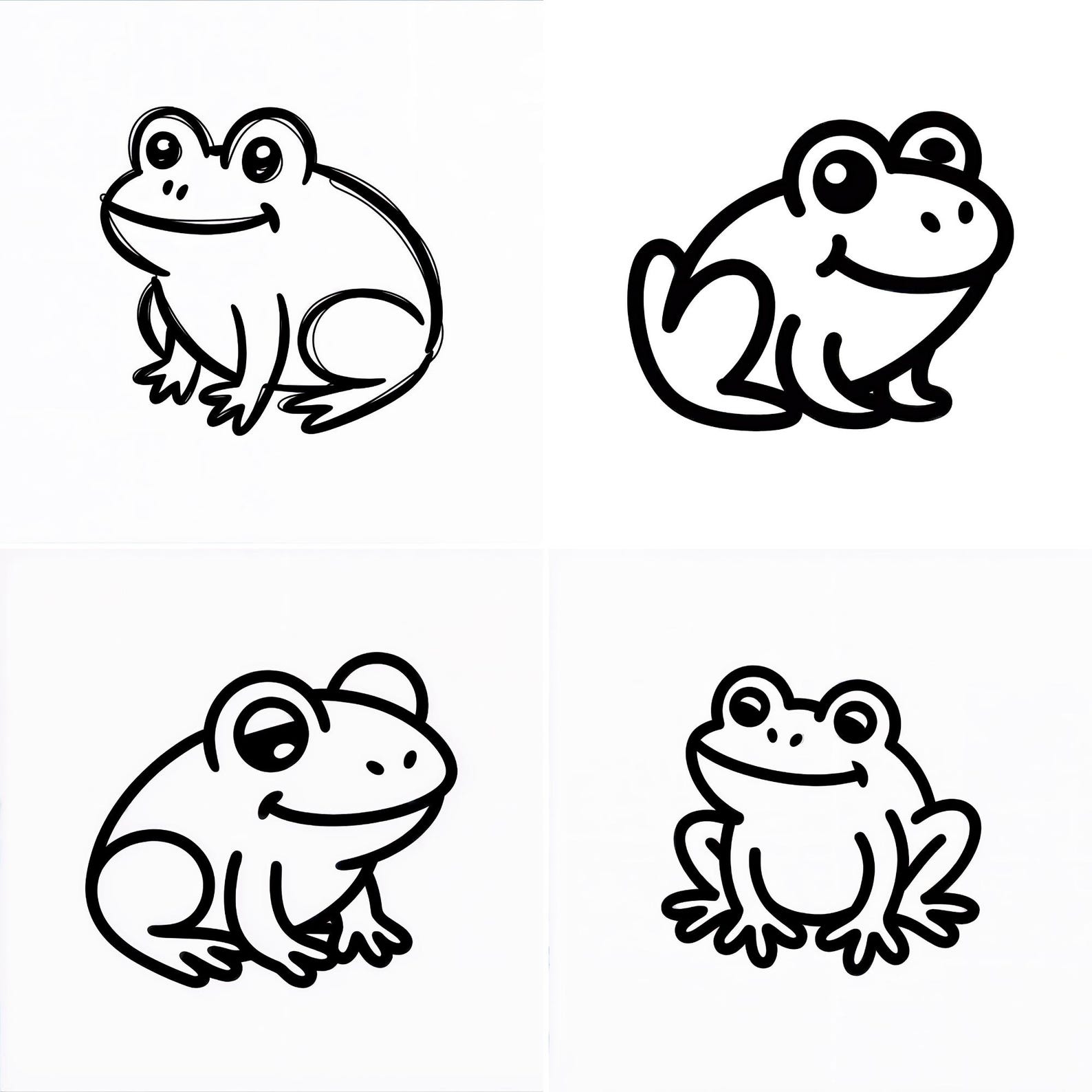 38 Frog Clipart PNG Bundle | Black & White Doodle Frogs | Hand-drawn ...