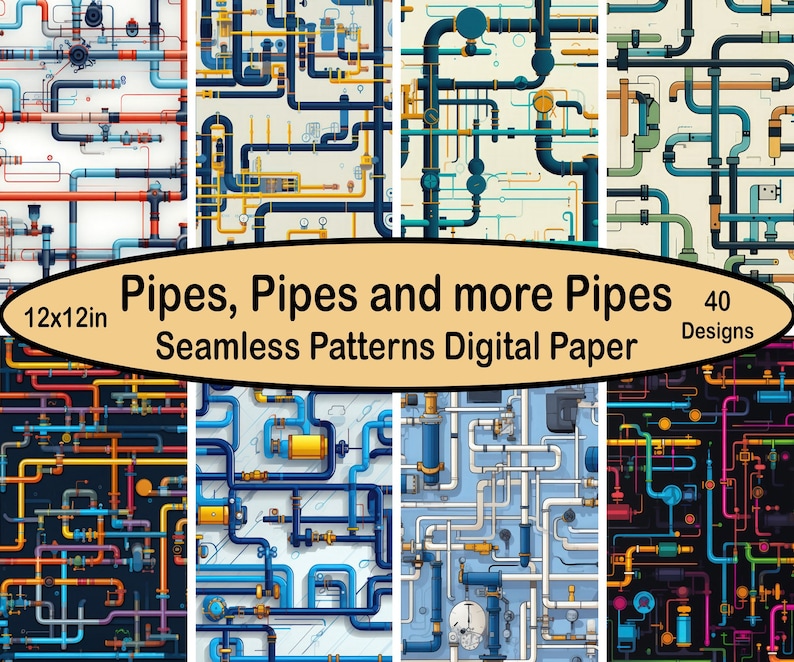 Plumbing Pipes and Valves Patterns Pipe Maze Steampunk Seamless ...