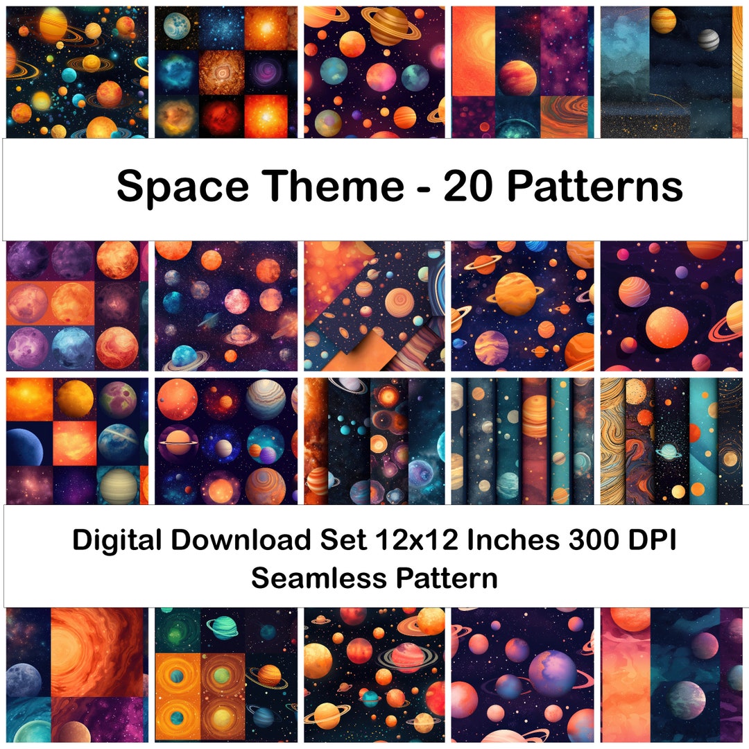 Space Theme Backgrounds Illustration 20 Patterns Seamless - Etsy