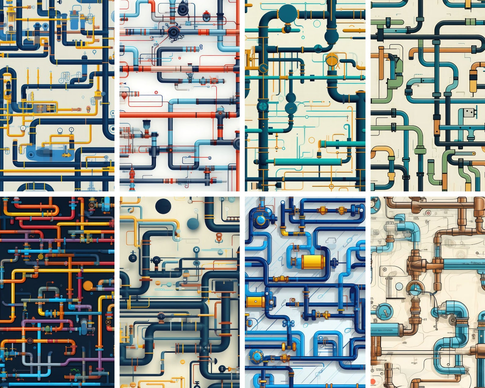 Plumbing Pipes and Valves Patterns Pipe Maze Steampunk Seamless ...