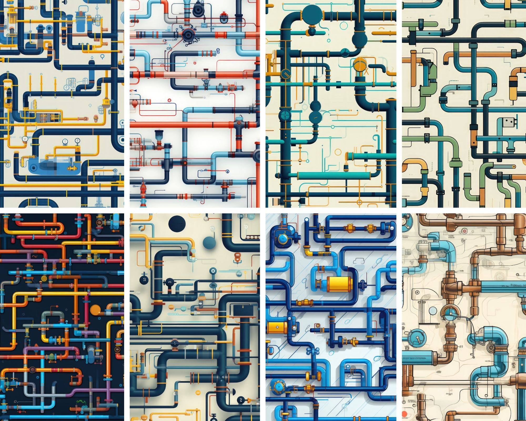 Plumbing Pipes and Valves Patterns Pipe Maze Steampunk - Etsy