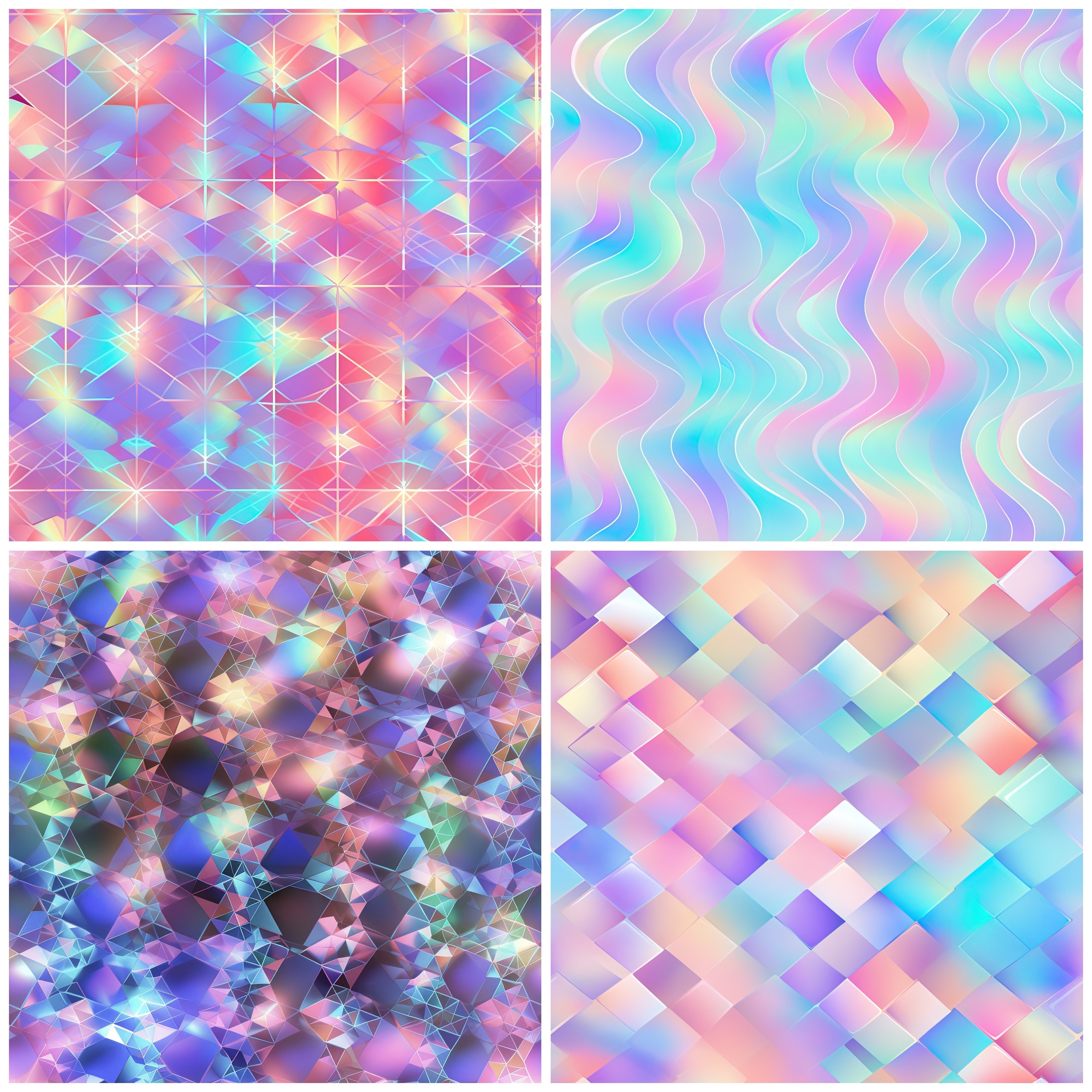Holographic Theme Illustrations, 20 Patterns, Seamless - Etsy