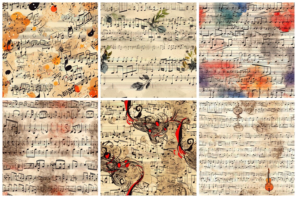 Musical Sheet Music Theme Digital Art Design Background Paper Pack - 26 ...