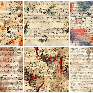 Musical Sheet Music Theme Digital Art Design Background Paper Pack - 26 ...