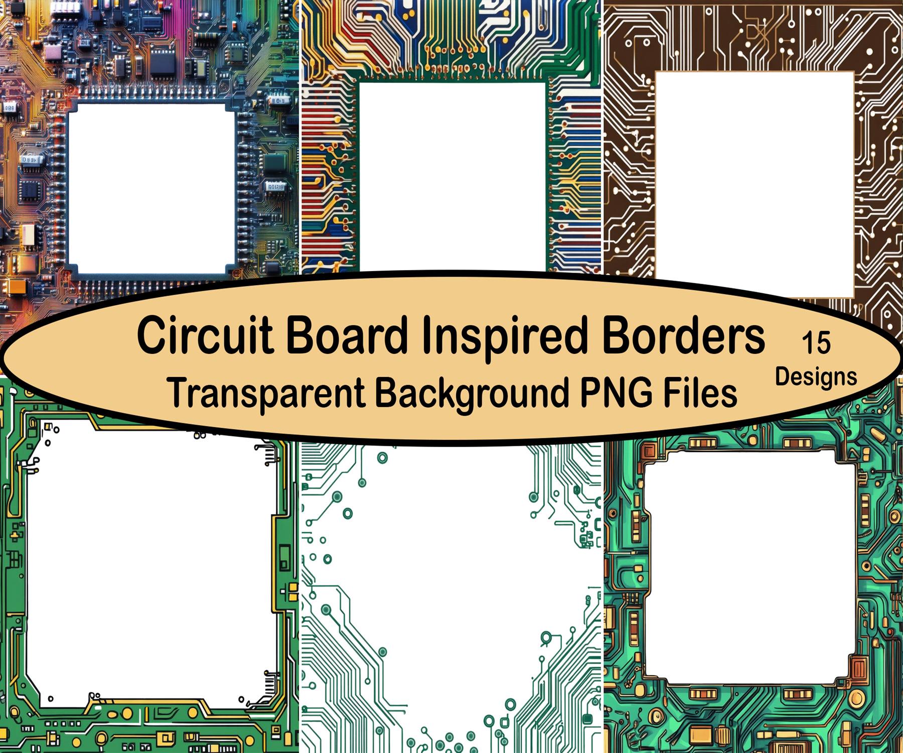 Circuit Board Inspired Theme Border Frames, 15 Designs, Transparent - Etsy