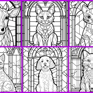 Stained Glass Coloring Pages Animal Theme - 30 Designs Pack1 - Etsy