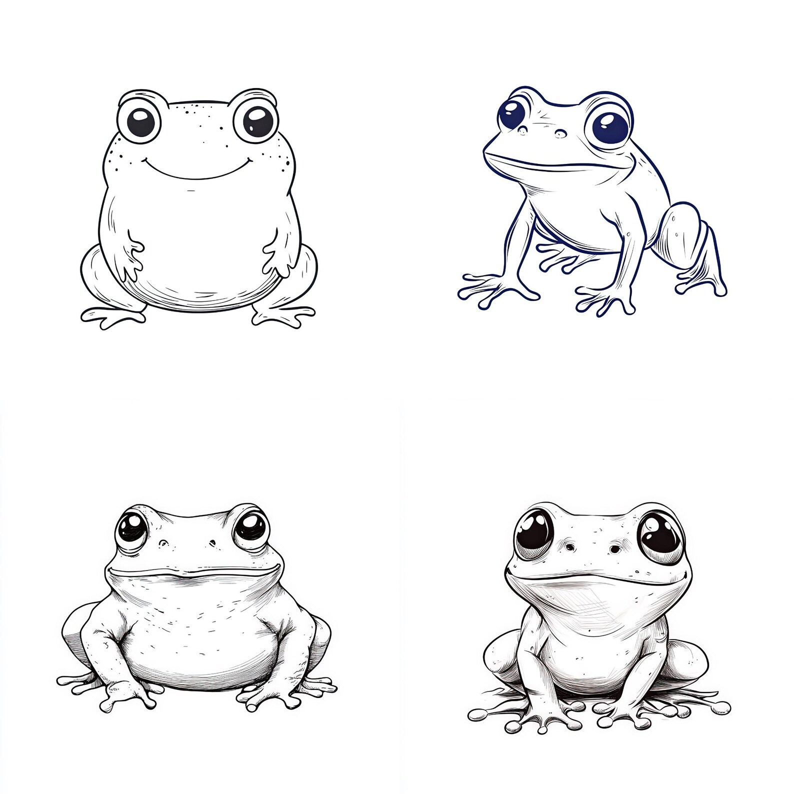 38 Frog Clipart PNG Bundle | Black & White Doodle Frogs | Hand-drawn ...
