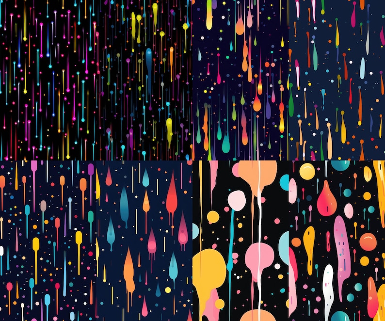 Colorful Liquid Drips Paint Effect Illustration Seamless Background - Etsy