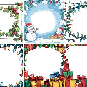 Festive Christmas Border Bundle - 29 Transparent PNG Files - Instant ...