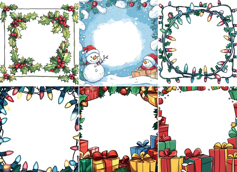 Festive Christmas Border Bundle - 29 Transparent PNG Files - Instant ...