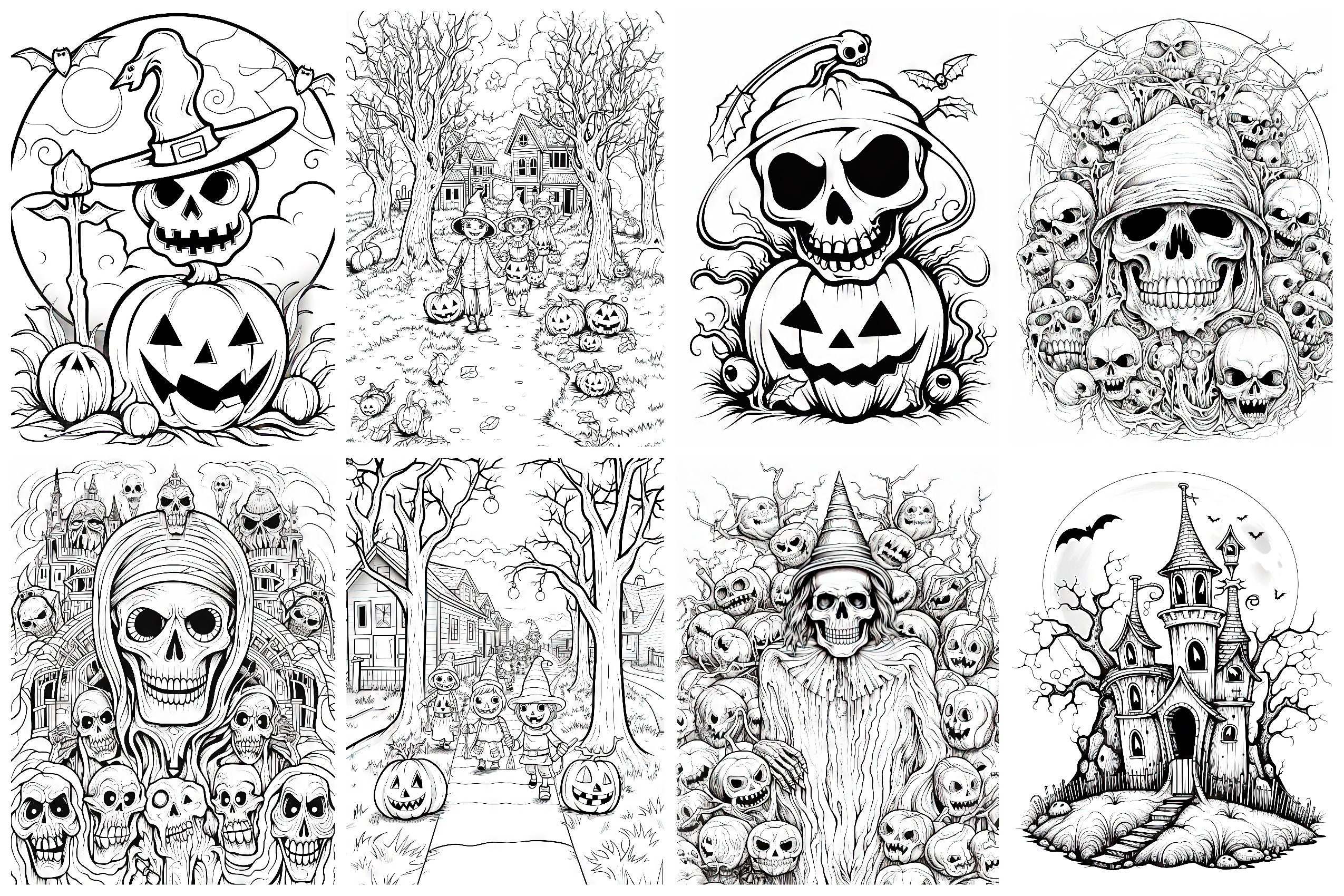 Adult and Teen Halloween Coloring Pages - 40 Designs - Etsy