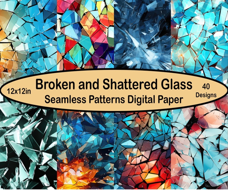 Broken and Shattered Glass Illustration Seamless Background - Etsy