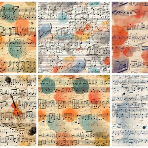 Musical Sheet Music Theme Digital Art Design Background Paper Pack - 26 ...